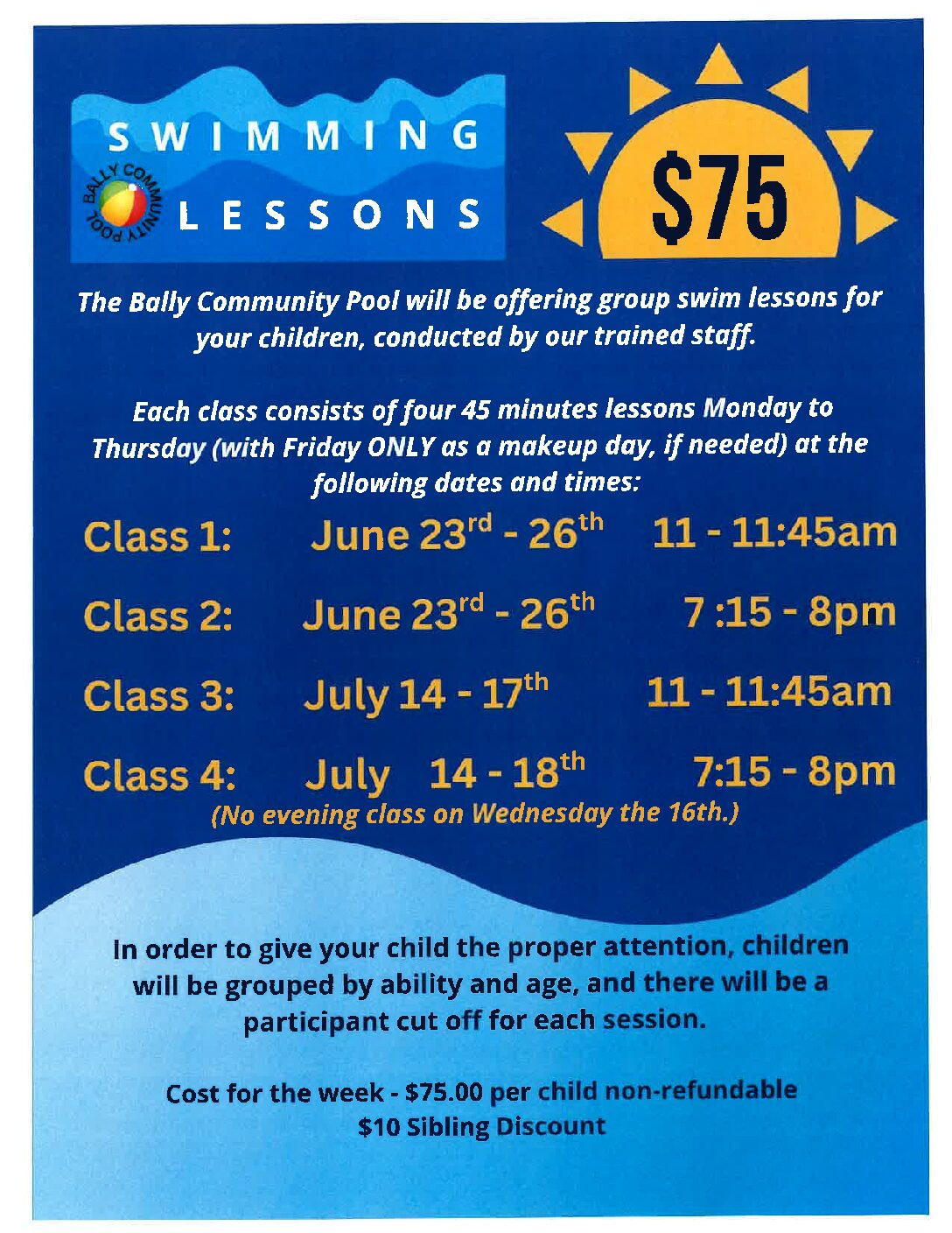 SWIM LESSONS AT BALLY POOL – Bally Borough